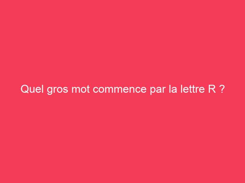 Quel gros mot commence par la lettre R ? - Guide Achat Gamer